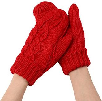 Generic Gants dhiver chauds coupe-vent &eacute;lastiques pour femme Gants noirs pour femme (rouge, taille unique)