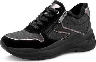 Marco Tozzi Marco Tozzi Damen Sneaker flach mit Lederanteil Gefüttert, Schwarz (Black Comb), 39 EU