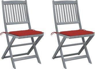 vidaXL Klappbare Gartenst&uuml;hle 2 Stk. mit Kissen Massivholz Akazie vidaXL937998