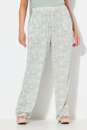 Ulla Popken Schlupfhose Hose Rose bedruckt weites Bein Elastikbund