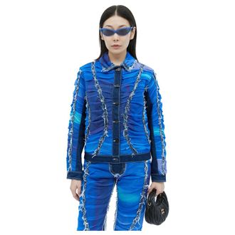 Paula Canovas Del Vas Denim-Jacke mit Mesh-Eins&auml;tzen - - Jackets - Damen - Mehrfarbig - S