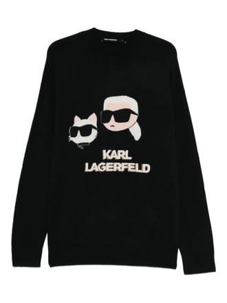 Karl Lagerfeld Pullover mit Grafik - Schwarz