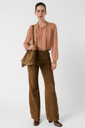 Gerard Darel Chemise en dentelle &agrave; col lavalli&egrave;re - CYRANA - Nude