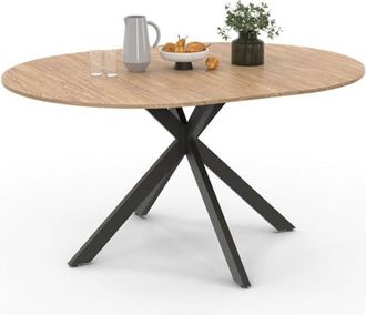 IDMarket Table &agrave; Manger Extensible Ronde Alix 4-8 Personnes Pied araign&eacute;e Bois et Noir 110-150 cm