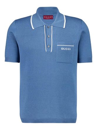 Gucci Poloshirt mit Intarsien-Logo - Blau