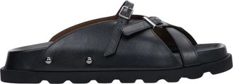 Estro & Luminara Femme, Chaussures, Noir, Taille: 37 EU Sandales Slides en Cuir
