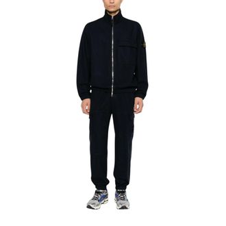 Stone Island Surchemise en flanelle laine et nylon - Homme - Vestes - Bleu - Taille: XL