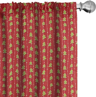 Abakuhaus Weihnachten Vorh&auml;nge, Gardinen, Green Tree auf Streifen, Fensterbehandlungen f&uuml;r Wohnzimmer Schlafzimmer Dekor, 2 St&uuml;ck 75 cm b x 245 cm h, Rot, Gr&uuml;n,