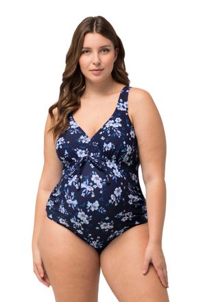Ulla Popken Damen große Größen Übergrößen Plus Size Bellieva Badeanzug, Umstandsmode, Softcups, Blüten Print Marine 48 825427130-48