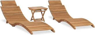 vidaXL Vidaxl - Salon de jardin pliable 3 pcs en bois de teck - R&eacute;sistant aux intemp&eacute;ries - Dimensions chaise longue 175x50x55 cm - Table 40x40x35 cm