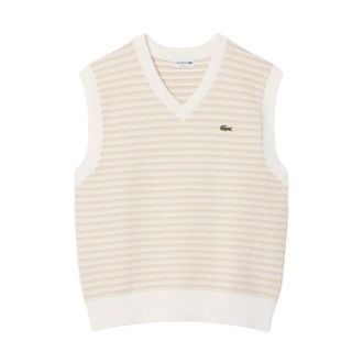 Lacoste Waffelstrick-Weste mit V-Ausschnitt - - Knitwear - Herren - Wei&szlig; - XL