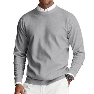 Generic Pull à col rond pour homme - Pull en tricot confortable - Classique - Couleur unie - Hiver chaud - Pull en tricot côtelé décontracté - Pull dhiver sur