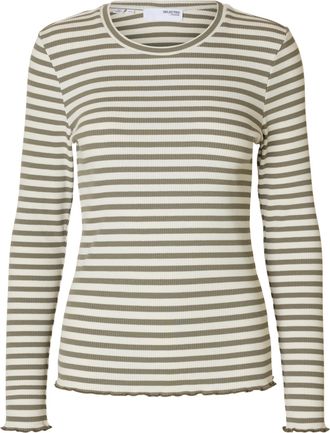 Selected Slfanna Ls Crew Neck Tee STR Noos
