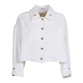 Elisabetta Franchi Femme, Vestes, Blanc, Taille: 34 FR Giubbotto