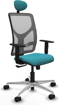 Piqueras y Crespo Schreibtischstuhl, T&uuml;rkis, mit 1D-Armlehnen, h&ouml;henverstellbare Lendenwirbelst&uuml;tze und festes Kopfteil, ausgestattet mit 3 Positionen und Schneidschaum