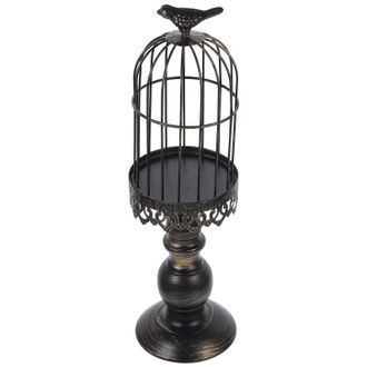 BESPORTBLE Robuster Kerzenhalter Metall Vogelk&auml;fig Vintage Tischkerzenst&auml;nder Mittelgro&szlig; Schwarz Gold Dekorativer Teelichthalter f&uuml;r Wohnraum Caf&eacute; Bar