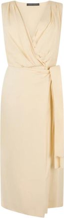 Alberta Ferretti Femme, Robes, Beige, Taille: 42 FR Robe Longue Col V avec Ceinture Int&eacute;gr&eacute;e