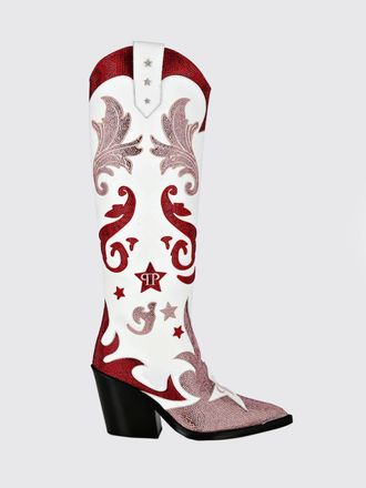 Philipp Plein Bottes de cowboy en daim jusquau genou avec ornements en cristal