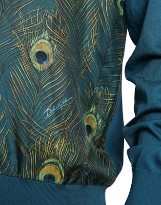 Dolce & Gabbana Peacock Feather Jacquard Sweater - Green