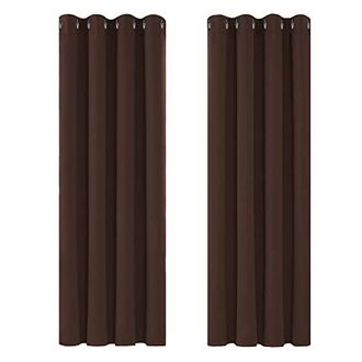 Deconovo Rideaux Occultants Isolant Thermique Anti Froid, Design Moderne &agrave; Oeillets, Rideaux pour Chambre Gar&ccedil;on, 140x220 CM (Largeur x Hauteur), Chocolat, 2 P