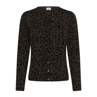 Saint Tropez Leopardenmuster Cardigan mit R-Neck - - Knitwear - Damen - Braun - XL