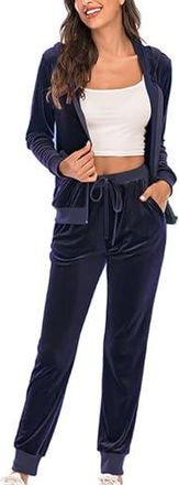 Generic Ensemble de surv&ecirc;tement 2 pi&egrave;ces pour femme, tenue de jogging, surv&ecirc;tement de sport doux, pantalon avec poches, pyjama pantalon halloween femme (Navy,