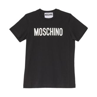 Moschino Klassisches Schwarzes Baumwoll-T-Shirt mit Kurzen &Auml;rmeln - - Tops - Damen - Schwarzk - M