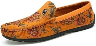 Generic QXDZSW Chaussures décontractées pour homme Mocassins respirants à enfiler Orange Jaune Chaussures de conduite, 610 Jaune, 41 1/3 EU