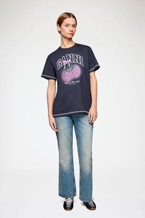 Ganni T-shirt avec framboises Multicolore Coton biologique - Taille M - Pour Femme