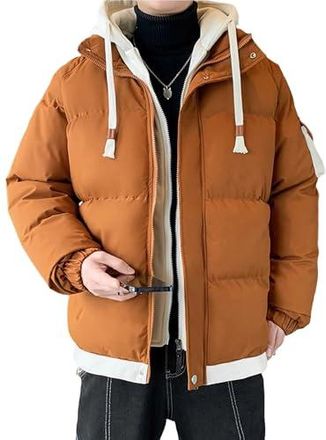 Generic Doudoune homme &agrave; capuche, chaude et matelass&eacute;e, fermeture &eacute;clair int&eacute;grale, isolation thermique pour temps froid, orange, taille XXL