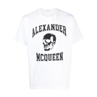 Alexander McQueen Grafikdruck Wei&szlig;e Baumwoll-Tee - - Tops - Herren - Wei&szlig; - M