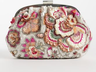 Accessorize Pillow-Clutch in Silber mit Blumenmuster-Mehrfarbig