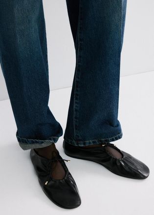 Mango Chaussures fronce et naud noir - Femme - 35 - MANGO