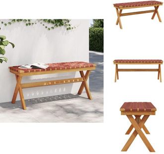 vidaXL Gartenbank Rot Massivholz Akazie und Stoff - Gartenbank - Holzbank - Akazienholz - Outdoor Möbel - Gartenmöbel
