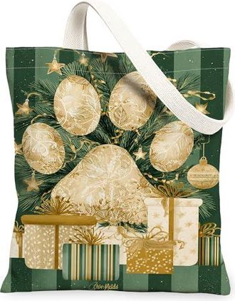 Generic Sacs fourre-tout en toile pour cadeaux de No&euml;l, motif vacances vintage, sacs d&eacute;picerie r&eacute;utilisables, &eacute;l&eacute;gants, l&eacute;gers et lavables avec bandouli&egrave;re en