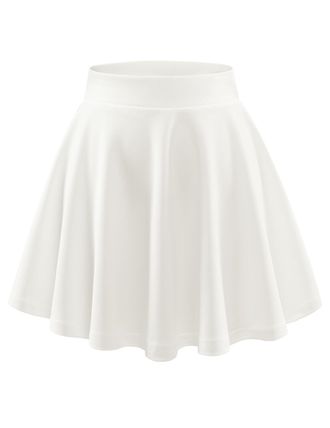 Dresstells Rock Damen Wei&szlig; Kurz Skater Rock A-Linie Hohe Taille Minirock Silvesteroutfit Anime Faltenrock Karneval Tennis Rock White 2XL