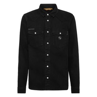 Philipp Plein Homme, Chemises, Noir, Taille: S Chemise en denim oversize