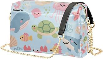 Mnsruu Sacs à bandoulière pour femme, sac à main en cuir motif requin tortue