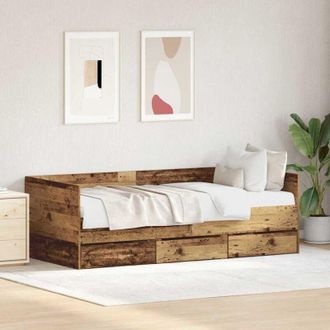 vidaXL Cadre de lit de jour avec tiroirs Bois ancien 90 x 190 cm Vidaxl