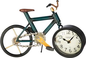 Gilde Stand-/Tischuhr aus Metall - Fahrradform - antikfinish - dunkelblau - H&ouml;he 24cm x Breite 34cm - Dekouhr