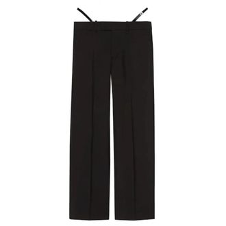 Gucci Schwarze Wollhose mit seitlichen Riemen - - Trousers - Damen - Schwarzk - XL