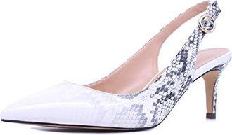 Castamere Escarpins Femme Kitten-Heels Slingback Bout Pointu Sandales 6.5CM Blanc Serpent Vernis Escarpin EU 36