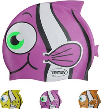 Malmsten swimmerwear Badekappe aus Silikon, Motiv Fisch Clown violett