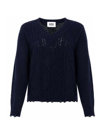 Alpha Studio V-Pullover - Blau