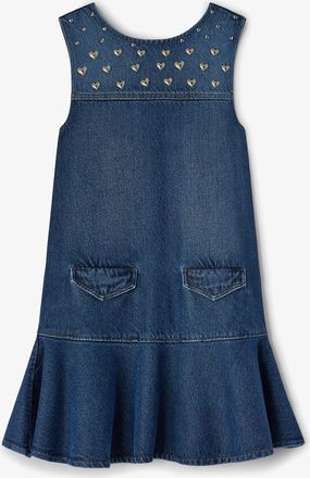 Ganni Robe en denim &agrave; clous Vert Coton biologique - Taille 40 - Pour Femme