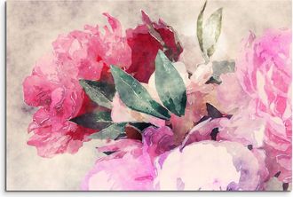 Paul Sinus Art 120x80cm Leinwandbild auf Keilrahmen Wasserfarben Gemälde Blumen Blüten grunge Wandbild auf Leinwand als Panorama