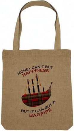 Fabulous Sac Shopping Tote Bag Aspect Lin - Bagpipe - Money Cant Buy Happiness Music United Kingdom Sac de Courses Toile Epaisse 360g Beige Naturel Cabas Port&eacute;