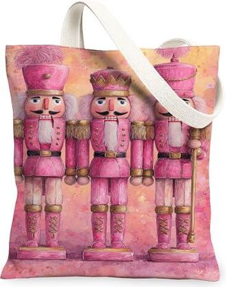 Generic Sacs fourre-tout en toile motif casse-noisette de No&euml;l, sacs d&eacute;picerie r&eacute;utilisables, l&eacute;gers et lavables avec bandouli&egrave;re, p&ecirc;che, 13x15 Inch