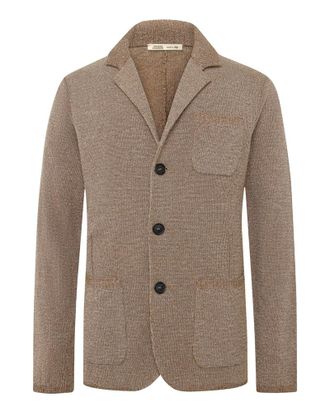 Maurizio Baldassari Cardigan in Sakko-Optik mit Moulin&eacute;-Baumwolle und Stehkragen in