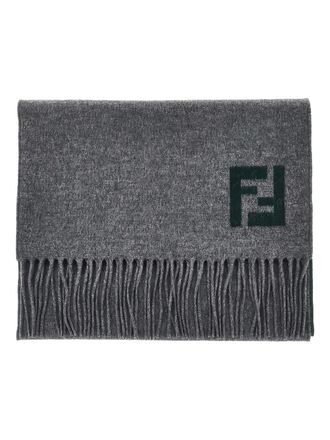 Fendi &eacute;charpe frang&eacute;e &agrave; logo - Gris